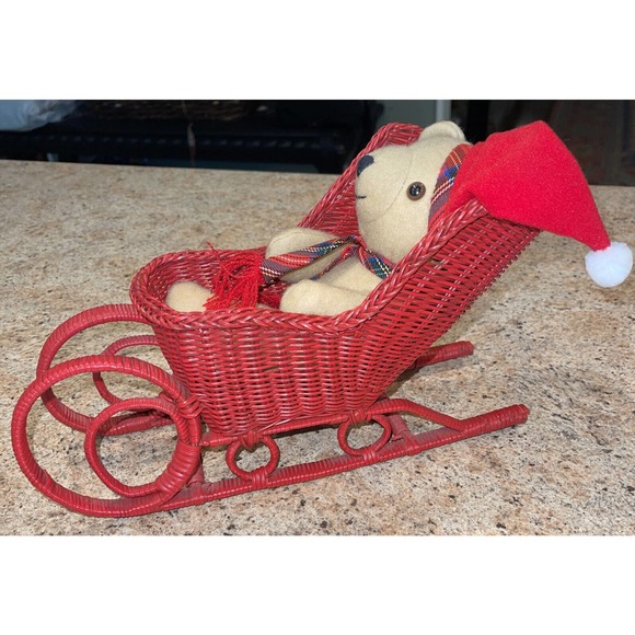 Avon | Holiday | Vintage Avon Holiday Red Wicker Sleigh And Bear ...